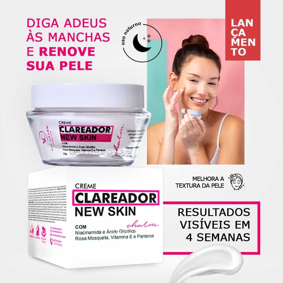 Creme Facial Clareador New Skin, você encontra no Recanto Nature em ...